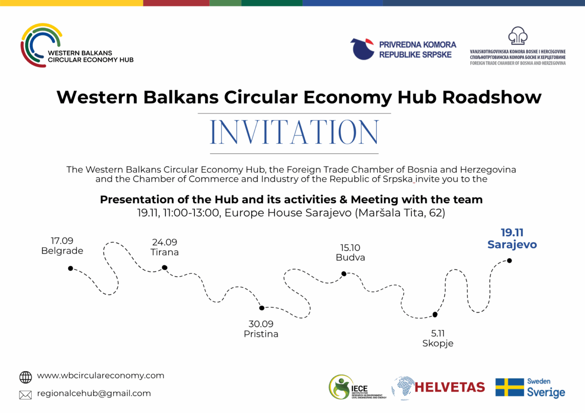 WBCEH Roadshow – The team is coming to Sarajevo! – Western Balkans Circular Economy Hub